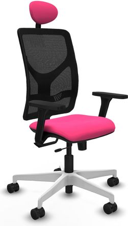 Piqueras y Crespo Schreibtischstuhl mit Rollen, Rosa, mit 3D-Armlehnen, h&ouml;henverstellbarer Lendenwirbelst&uuml;tze und festem Kopfteil, ausgestattet mit Syncro/Traslack und 