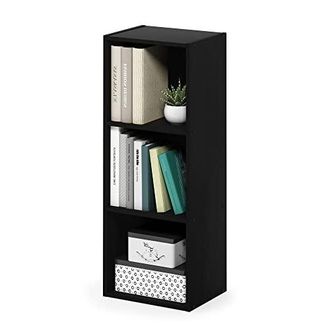 Furinno Pasir Bibliothèque ouverte à 3 niveaux sans outil à assembler, Bois Noir, 3-Tier Cube No Tool