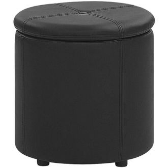 Beliani Beliani - Pouf Coffre de Rangement Glamour 38 x 40 cm en Cuir pu Noir Maryland