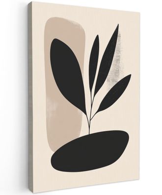 MuchoWow © Wandbilder Groß 80x120 cm XXL Schlafzimmer Home Deko Wohnung Bild Wohnzimmer Fotoleinwand Wand Bilder Leinwand Wall Decor Pflanze - Beige - Japandi