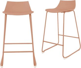 DRAWER Lot de 4 chaises de bar en plastique et m&eacute;tal H66cm - Terracotta - Lamer