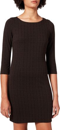 Tom Tailor Damen 1029250 Print Kleid, 28385-Black Brown Structure Check, 32