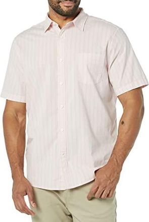 Amazon Essentials Chemise en Popeline Extensible &agrave; Manches Courtes (Grandes Tailles Disponibles) Homme, Rose Rayures, XL