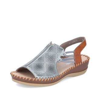 Rieker Damen Riemchensandalen 61359, Frauen Sandalen,Sommerschuhe,Freizeitschuhe,offene Schuhe,Strandschuhe,Sandaletten,flach,blau (14),38 EU / 5 UK