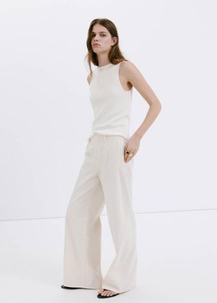 Mango Top en maille fine avec col bateau &eacute;cru - Femme - XS - MANGO