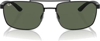 Ray-Ban Rechteckige Sonnenbrille mit dunkelgr&uuml;nen Gl&auml;sern - - Accessories - unisex - Schwarzk - 56 MM