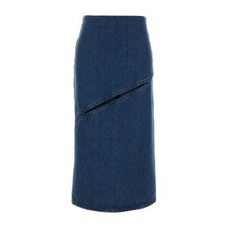 Jil Sander Femme, Jupes, Bleu, Taille: 44 FR Denim Skirt 02 Treated