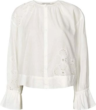 Rabens Saloner Femme, Blouses et Chemises, Blanc, Taille: 36 FR Chemisier Anglaise Blanc avec Boutons