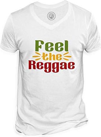 Fabulous T-Shirt Homme Col V Feel The Reggae Musique Musicien Instrument Rasta