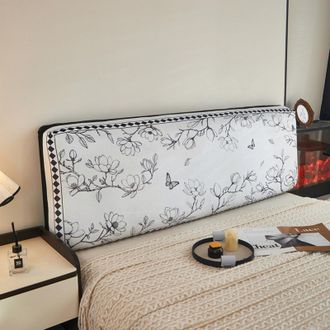 Generic Vintage Patchwork &Uuml;berzug Bettkopfteil Bezug im franz&ouml;sischen Stil mit k&uuml;nstlerischem staubdichtem Kopfteil Bezug Stretch Polsterbezug im Bohemian Sch