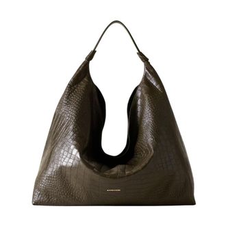 Borbonese Sac Hobo Plie Grand Mod&egrave;le - Femme - Sacs - Vert - Taille: ONE Size