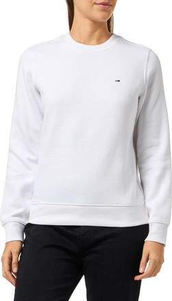 Tommy Jeans Damen Pullover Crew Neck Rundhalsausschnitt, Wei&szlig; (White), XS