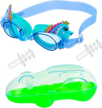 Pretyzoom Schwimmbrille mit Anti fog Schutz Wasserdichte HD Schwimmbrille mit Verstellbarem Silikonband Kindgerechtes Tier design Klarer Sichtschutz für Jungen 