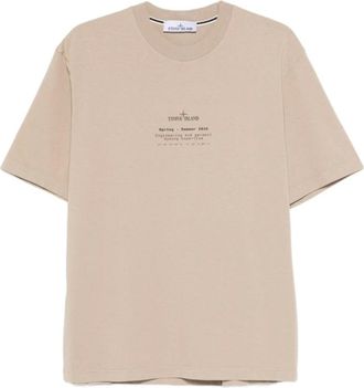 Stone Island Homme, Tops, Beige, Taille: 2XL T-Shirt &agrave; Manches Courtes