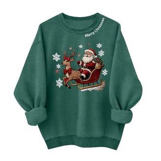 Generic Just A Girl Who Loves Christmas Chandails de Noël pour femmes, col ras-du-cou, manches longues, pull de festival pour femmes, Vert 6., S