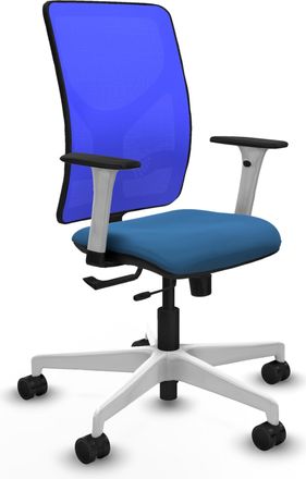 Piqueras y Crespo Stuhl mit Lendenwirbelst&uuml;tze mit wei&szlig;en und schwarzen Armlehnen, ausgestattet mit Syncro/Traslack und Schneideschaum, mit 65 mm Nylon-Rollen, Blau/Hel