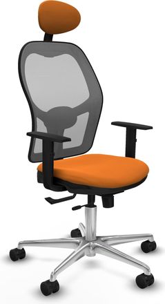 Piqueras y Crespo Schreibtischstuhl mit 1D-Armen, h&ouml;henverstellbare Lendenwirbelst&uuml;tze und festes Kopfteil, ausgestattet mit Syncro/Traslack. Grau/Orange