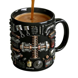 Generico Keramik-Kaffeetassen, realistische mechanische Tasse - Keramik-Tasse mit rutschfestem Griff, f&uuml;r M&auml;nner, Kinder, Ehemann, Autoliebhaber, Tee, Kaffee, 