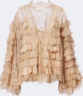 Zimmermann Bluse Valiant aus Seidenchiffon mit Spitze