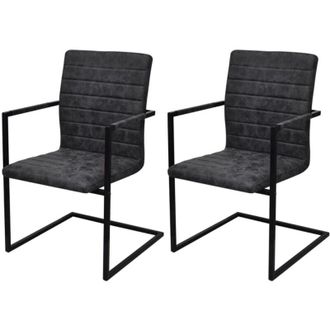 vidaXL Vidaxl - Chaises &agrave; manger cantilever lot de 2 noir similicuir