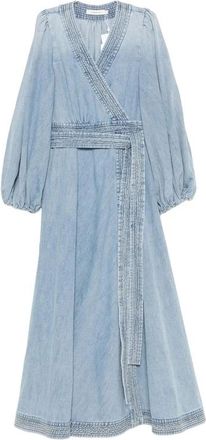 Zimmermann Femme, Robes, Bleu, Taille: 42 FR Indra Wrap Midi Dress