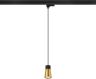 SLV PURI 2.0 Cone, 3~ Pendelleuchte, GU10, Pendellänge 200 cm, 1x max. 6 W, schwarz/gold