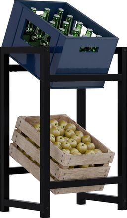 Clp Getränkekistenständer Metall freistehend Stack, platzsparendes Getränkekistenregal robust und platzsparend für Getränkekisten, Farbe:schwarz, Größe:75