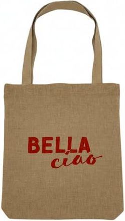 Fabulous Sac Shopping Tote Bag Aspect Lin - Bella Ciao Femme Italie S&eacute;rie F&eacute;minisme - Sac de Courses Toile Epaisse 360g Beige Naturel Cabas Port&eacute; Epaule Solide