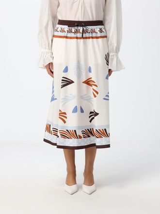 Herno Jupe midi &eacute;vas&eacute;e en coton avec imprim&eacute; graphique et taille haute