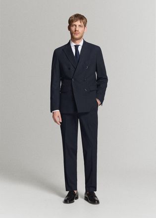 Mango Veste de costume Monaco crois&eacute;e slim-fit bleu marine - Homme - 46 - MANGO MAN