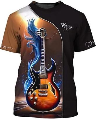 Keephen T-Shirt &agrave; Manches Courtes d&eacute;contract&eacute; pour Hommes et Femmes imprim&eacute; 3D sur Le th&egrave;me des Musiciens Motif Guitare Basse &eacute;lectrique