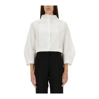Givenchy Bauchfreies Popeline-Hemd mit hohem Kragen - - Blouses & Shirts - Damen - Wei&szlig; - S