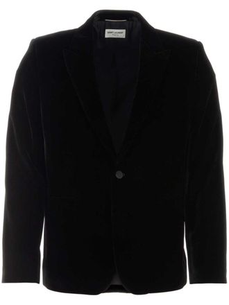 Saint Laurent Samt-Sakko mit Knopfverschluss - Schwarz