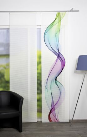 Vision S halbtransparenter Schiebevorhang Edmonton, in Bambus-Optik, digitalbedruckt, Seiten lasergeschnitten, Farbe: Multicolor, Gr&ouml;&szlig;e: 245 x 60 cm, Anzahl:1x