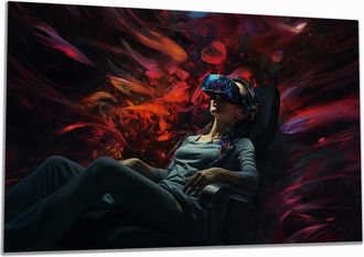 Wallario Herdabdeckplatte/Spritzschutz aus Glas, 1-teilig, 80x52cm mit 13 mm hohen Füßen, für Ceran- und Induktionsherde, Eintauchen in die virtuelle Realität