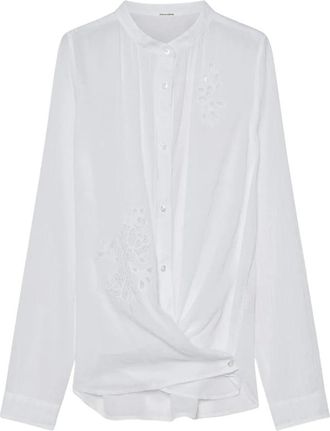 Pomandere Femme, Blouses et Chemises, Blanc, Taille: 36 FR Chemise en voile de coton avec broderies florales