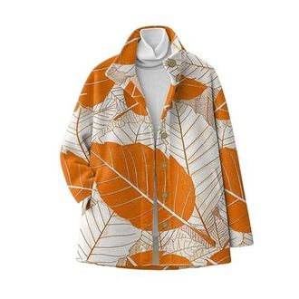 Keephen Femmes Boho Floral 3D Impression Flanelle Shacket Polaire Flou Veste Bouton vers Le Bas Surdimensionné Cardigan Manteau avec Poches