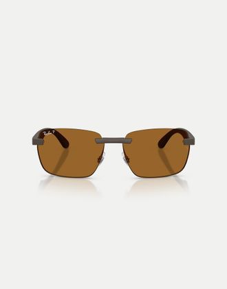 Ray-Ban Rb4470 - Polarized Ultra - Unregelm&auml;&szlig;ig geformte, polarisierte Sonnenbrille in Sandbraun mit goldfarbenen Gl&auml;sern