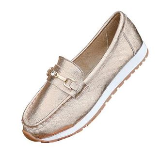 Generic Mocassins plats &agrave; enfiler pour femme - Style d&eacute;contract&eacute; - Couleur unie - Classique - Respirant - Confortable - Coupe large - Chaussures de marche quo