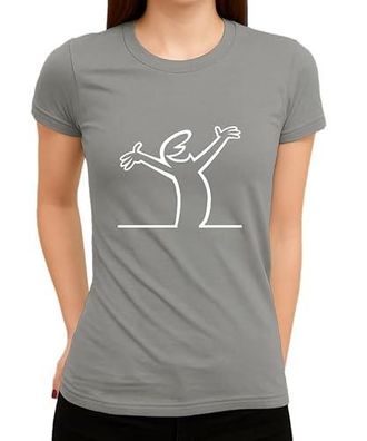 Generic Balum La Linea T-shirt en coton haut de gamme, design streetwear, design moderne, coupe d&eacute;contract&eacute;e, mode basique 1, T-shirt gris chin&eacute; pour femme, M