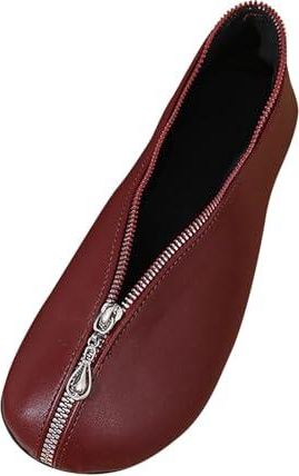 Generic Chaussures confortables pour femme avec fermeture &eacute;clair sur le devant, semelle large et plate. Chaussures hautes pour femmes noires avec talon et lac