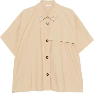 Liu Jo Femme, Vestes, Beige, Taille: ONE Size Cape with embellished collar