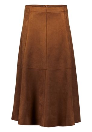 Zero Damen Midirock in Velourlederoptik 38, Bright Tobacco