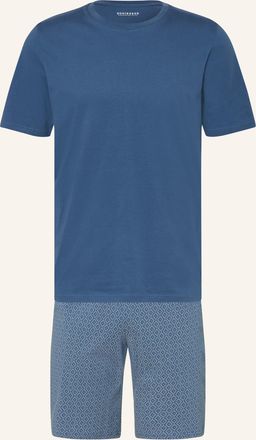 Schiesser Shorty-Schlafanzug Casual Essentials blau