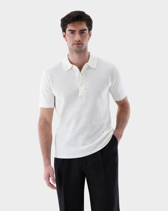 van Laack Strick Polo mit Retro Struktur