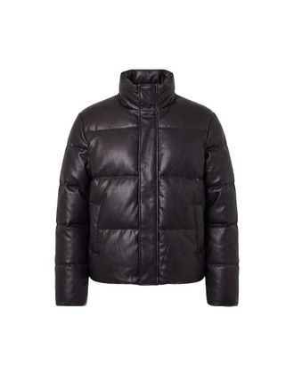 Calvin Klein Jeans Jacke in Lederoptik mit Steppung in Schwarz