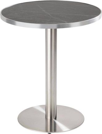 Oviala Runder Esstisch 60 cm schwarz/silberne Platte und silberne Beine