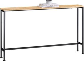 SoBuy FSB19-L-E Table Console Table dappoint Bout de canap&eacute; Table dentr&eacute;e Cadre et 4 Pieds en Fer - L120cm x P20cm x H81cm, Nature et Noir - Sobuy