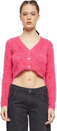 Urban Classics Damen Strickjacke Ladies Cropped Feather Cardigan Hibiskus pink 3XL