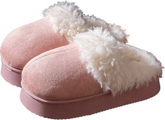 Generic Chaussons confortables en peluche avec un talon de 4 cm, adapt&eacute;s pour une utilisation en int&eacute;rieur et en ext&eacute;rieur, rose, 37.5/38 EU